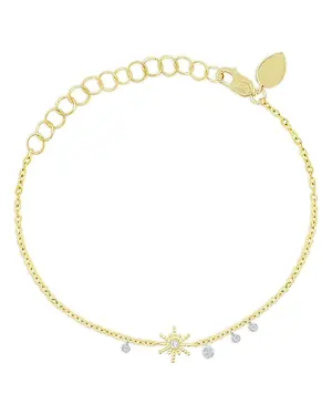 Meira T 14k White & Yellow Diamond Starburst Charm Chain Bracelet - Gold