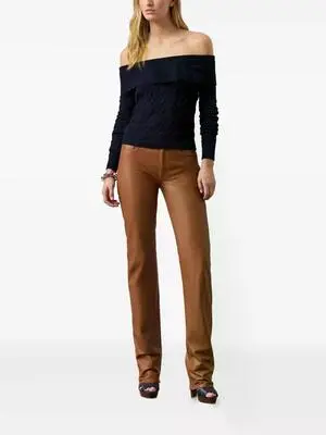 Ralph Lauren Cable-knit Off-the-shoulder Sweater - Blue