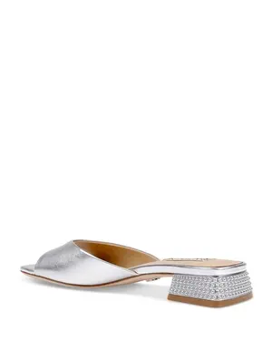Badgley Mischka Oahu Embellished Heel Sandals - Silver Leather