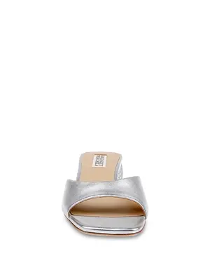 Badgley Mischka Oahu Embellished Heel Sandals - Silver Leather