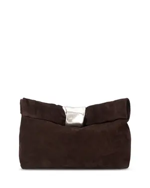 Staud Leather Cuff Clutch - Espresso