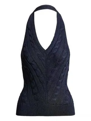 Ralph Lauren Cable-knit Halterneck Top - Blue