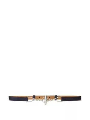 Ralph Lauren Calfskin Belt With Toggle Chain Closure - Blue