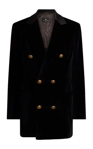 Etro Double-breasted Velvet Jacket - Black
