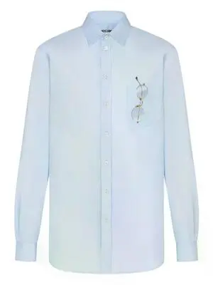 Moschino Glasses-print Cotton Shirt - Blue