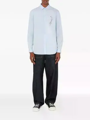 Moschino Glasses-print Cotton Shirt - Blue