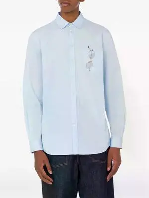 Moschino Glasses-print Cotton Shirt - Blue