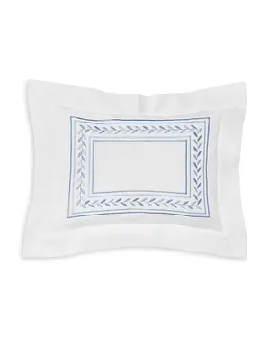 PRATESI Impero Boudoir Sham - White/medium Blue