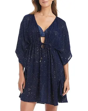 Bleu Rod Beattie Sequin Tie Front Caftan - Midnight