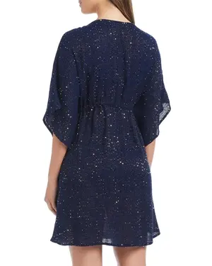 Bleu Rod Beattie Sequin Tie Front Caftan - Midnight