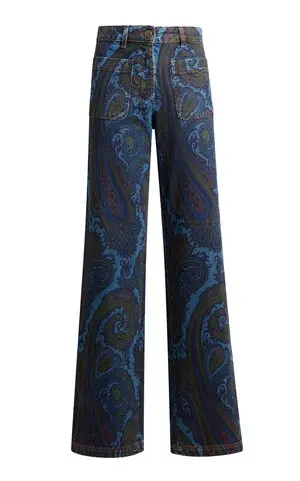 Etro Paisley Denim Wide-leg Jeans - Medium Wash