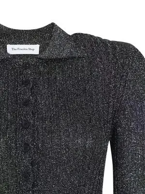 THE FRANKIE SHOP Solana Buttoned Polo Top - Grey