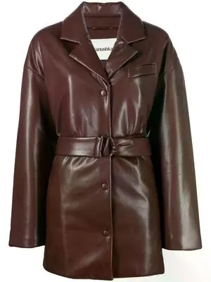 Nanushka Belted Faux-leather Blazer