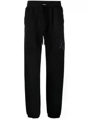 Amiri Staggered Logo-embroidered Track Pants - Black
