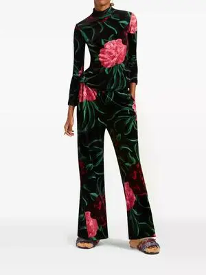 La DoubleJ Floral Palazzo Trousers - Black