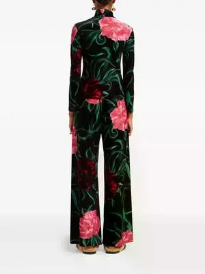 La DoubleJ Floral Palazzo Trousers - Black