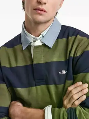 Gant Striped Chambray Polo Shirt - Green
