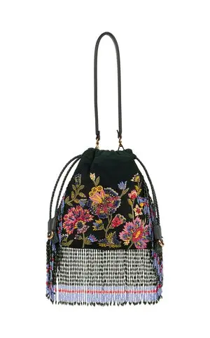 Etro Small Kalispera Suede Bag With Beaded Fringe - Multi