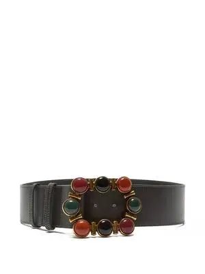 Malìparmi Stone-embellished Leather Belt - Black