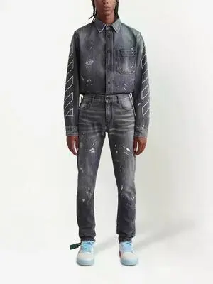 Off-White Diag-stripe Distressed Jeans