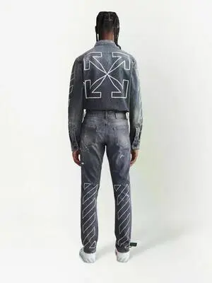 Off-White Diag-stripe Distressed Jeans