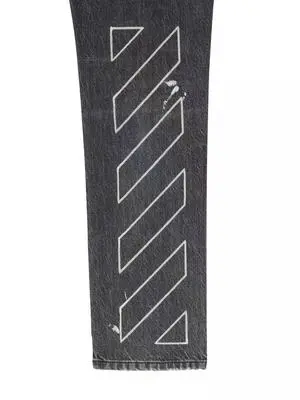 Off-White Diag-stripe Distressed Jeans