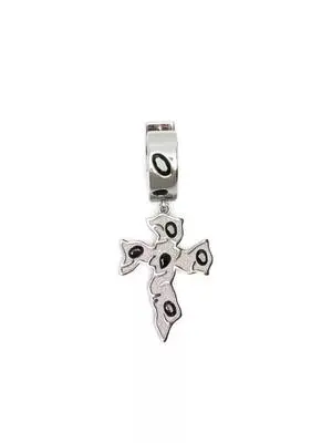 DARKAI Cross Pendant Hoop Earrings - Silver