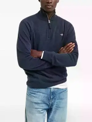 Gant Half-zip Wool Sweatshirt - Blue