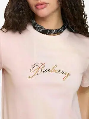 Burberry Cursive Logo Cotton T-shirt - Pink