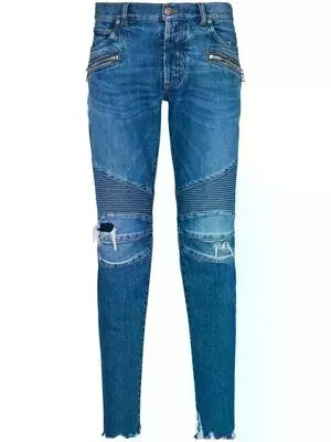 Balmain Distressed-effect Slim-fit Denim Jeans