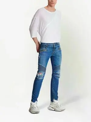 Balmain Distressed-effect Slim-fit Denim Jeans
