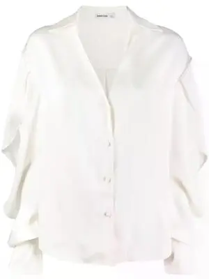 Simkhai V-neck Draped Sleeve Shirt - Neutrals