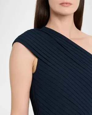 Michael Kors Pleated One-shoulder Gown - Midnight