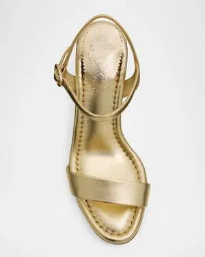 CHRISTIAN LOUBOUTIN 85mm Miss Jane Metallic Leather Sandals - Platine