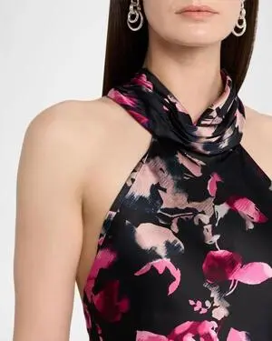 Ramy Brook Tatiana Floral-print Halter Column Gown - Multi Wild