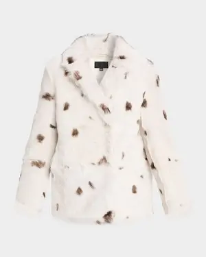 NILI LOTAN Nili Lotan Capucine Printed Shearling Coat - Ivory/choc