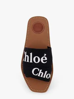 Chloé Woody Flat Linen Sandals