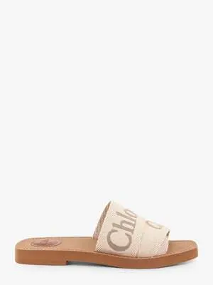 Chloé CHLOE Woody Linen Slides Beige