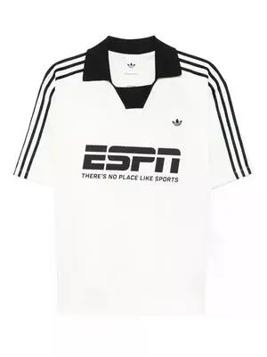 Adidas Striped Collared T-shirt - White