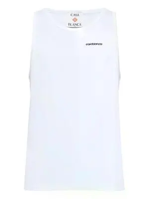 Casablanca Embroidered-logo Ribbed Tank Top - White