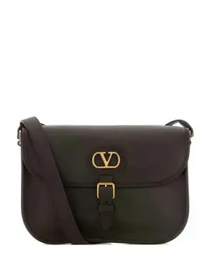 Valentino Garavani Antibes Leather Shoulder Bag With Logo Detail - Brown