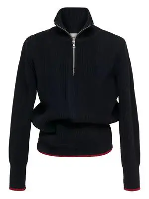 O.FILES Zip-up Funnel-neck Sweater