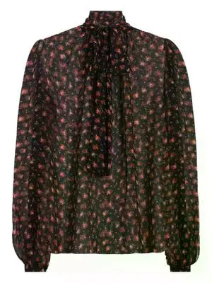 Dolce & Gabbana Floral Blouse With Tie Neck - Black