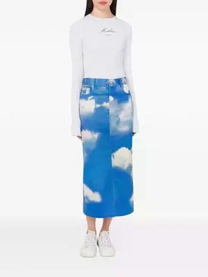 Moschino Cloud-print Five-pocket Skirt