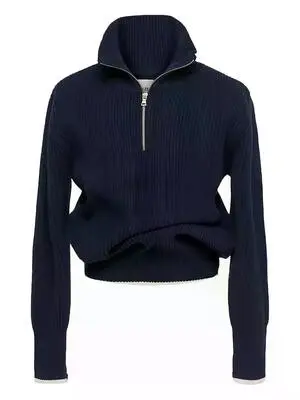 O.FILES Zip-up Funnel-neck Sweater