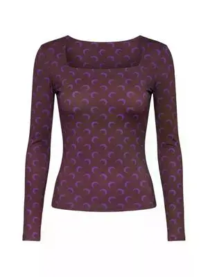 MARINE SERRE Marine Serre Moon Print Long Sleeve Top Brown
