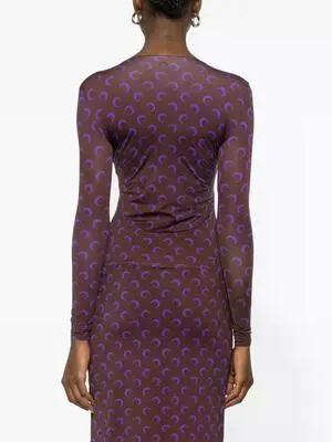 MARINE SERRE Moon Print Long Sleeve Top - Brown