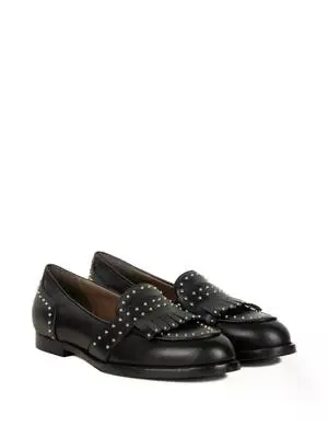 DELDUCA Studded Fringed Loafers