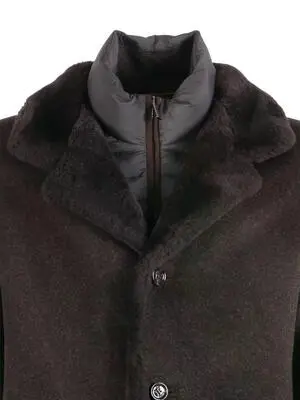 MOORER Textured-collar Single-breasted Coat