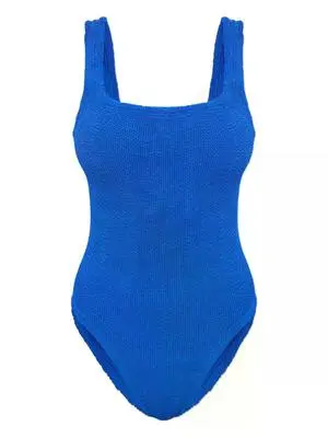Hunza G Square-neck Crinkle One Piece Swimsuit - Blue